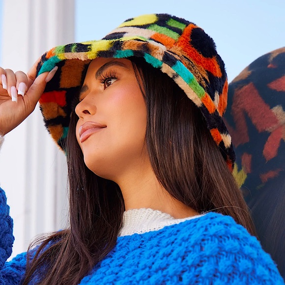 Accessories | Nwtfaux Fur Multicolored Bucket Hat | Poshmark